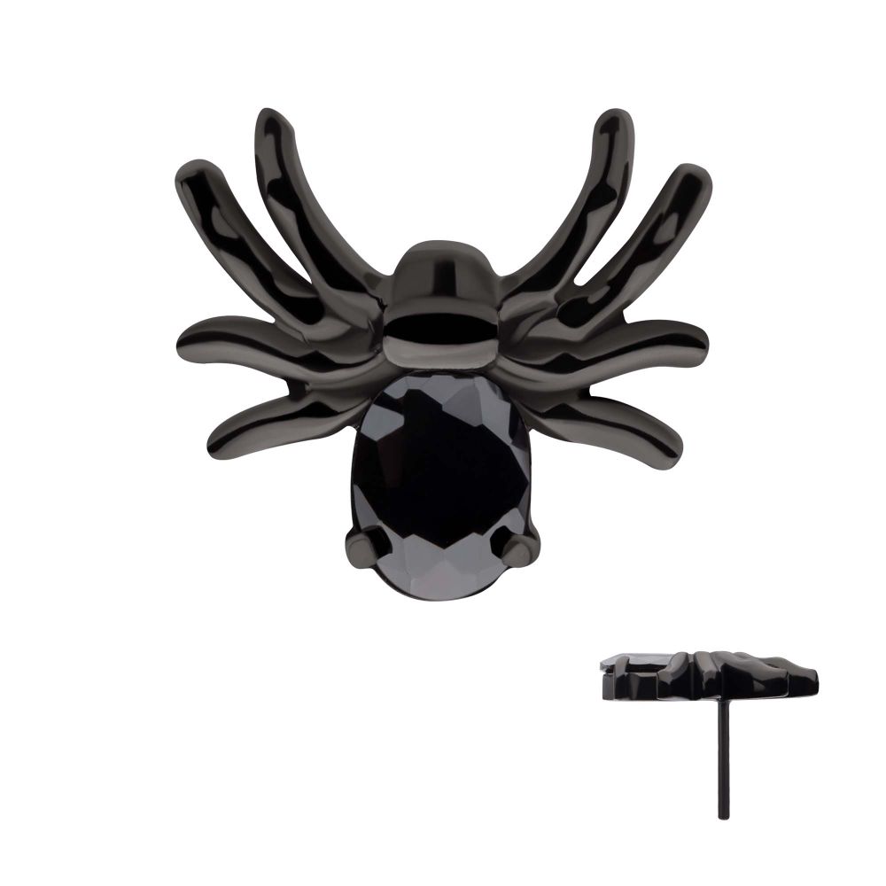 Black PVD Titanium Threadless | Gem Spider Top – Glamore