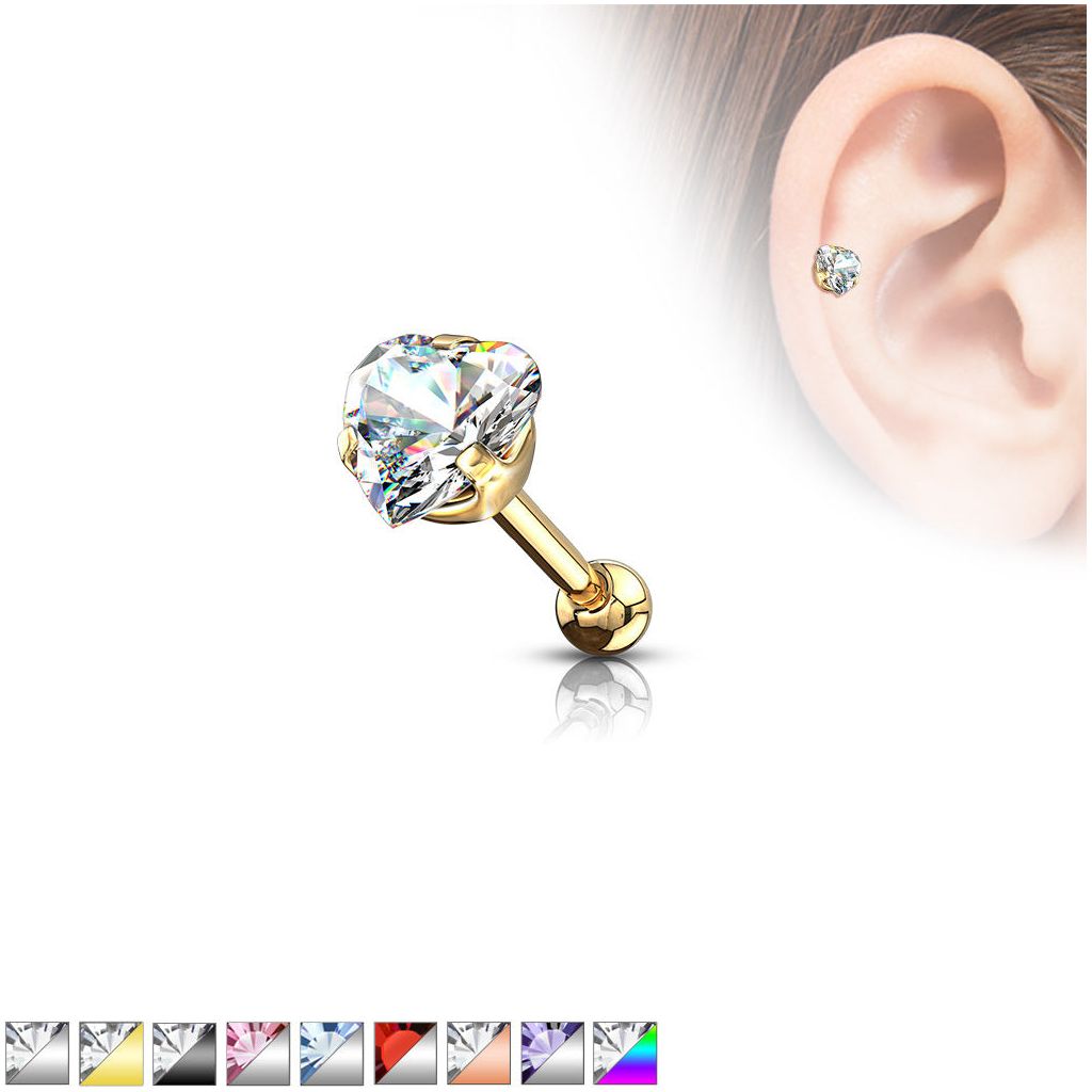 Heart CZ Pronged Tragus Bar – Glamore